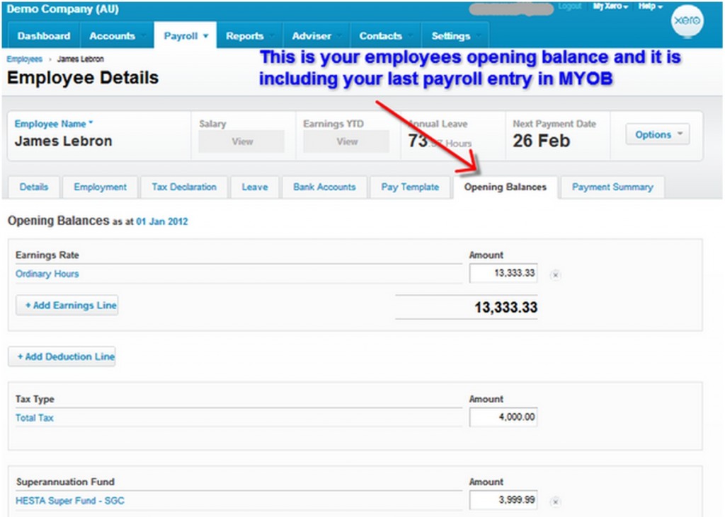 Employees opening balance - Jet Convert - Conversions